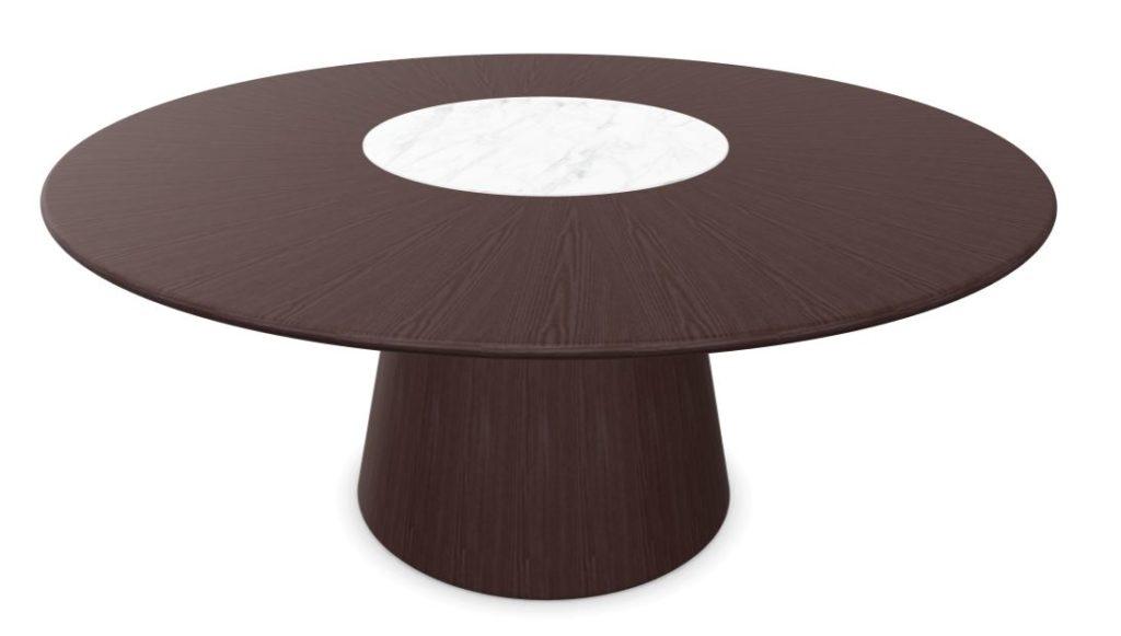 Andreu World REVERSE WOOD -table, Ø180 cm, dark ash/white marble ...